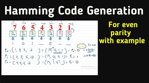 Hamming Code Generation With Example For Even Parity Error Detection And Correction Code