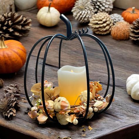 Medium Wrought Iron Pumpkin Candle Holder Usa Made