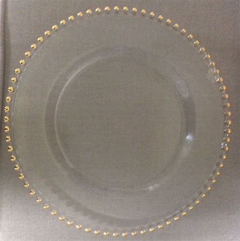 Glass Gold Beaded Charger 13 Glassware Tableware Glass
