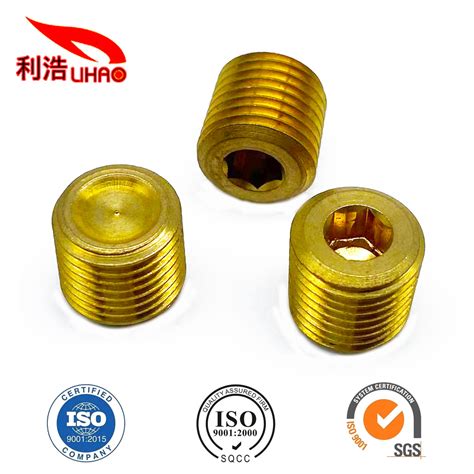 Custom Brass Hexagon Fitting Thread Pipe Plug Countersunk Hex Head Set