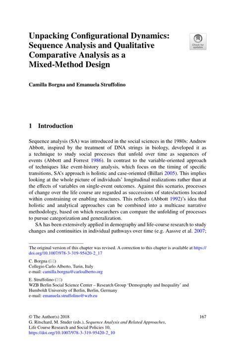 Pdf Unpacking Configurational Dynamics Sequence Analysis And Qualitative Comparative Analysis