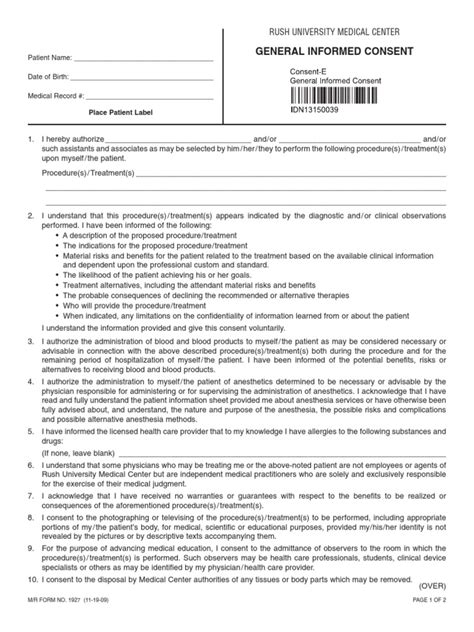 General Informed Consent Form Pdf Anesthesia Informed Consent