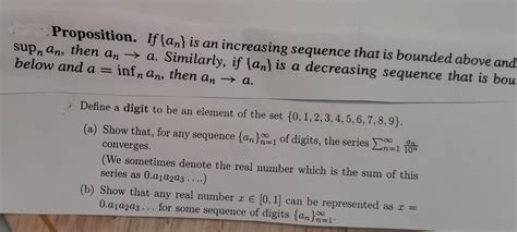 Solved Proposition If An Is An Increasing Sequence That Chegg Com