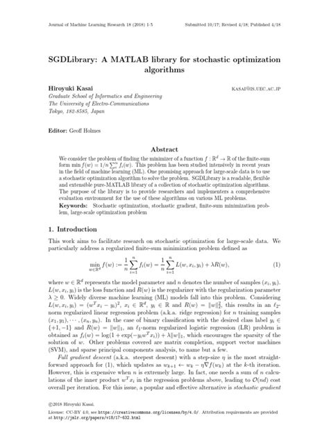 A Matlab Library For Stochastic Optimization Algorithms Pdf Mathematical Optimization