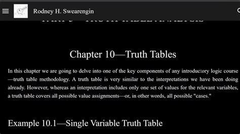 Logic 0 — Example 101 — Single Variable Truth Table Youtube