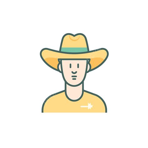 Man Wearing Hat Flat Vector Illustration Aussie Lineal Icon Flat