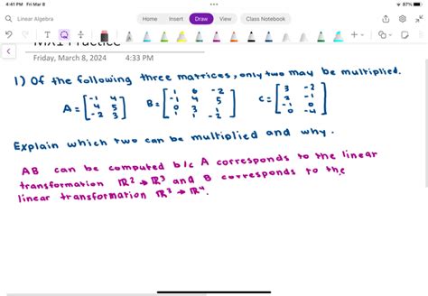 [linear Algebra} Multiplying Matrices R Homeworkhelp
