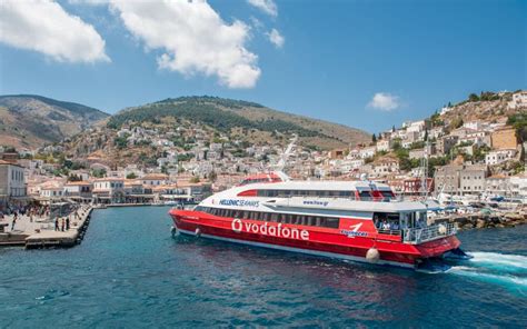 Ferry Arriving At Greek Island Hydra Editorial Image Image Of