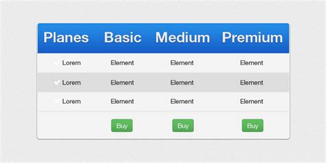 Fancytables Several Styles And Colors Including Psd Css And