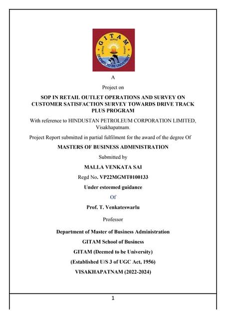 Hpcl Marketing Internship Report About Drive Track Plus Program Pdf