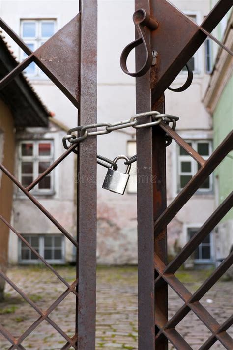 Locked Rusty Gate Stock Image Image Of Safe Safety 59070737