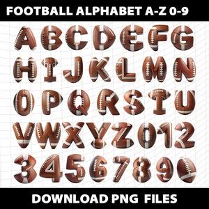 Football Alphabet Letters Sports Cliparts Sublimation Png Doodle Design