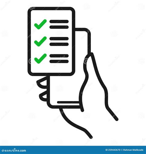 Checklist On Smartphone Screen Icon Hand Holds Mobile Phone And Check List Vector Illustration