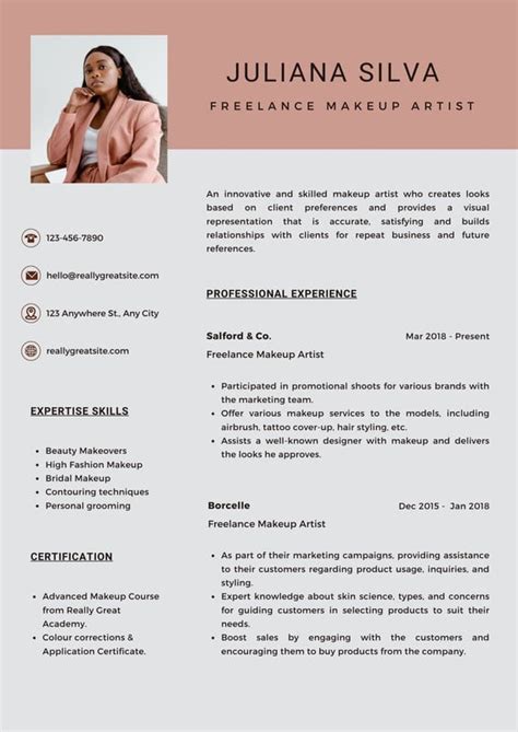 Makeup Artist Resume
