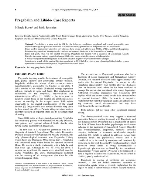 Pdf Pregabalin And Libido Case Reports
