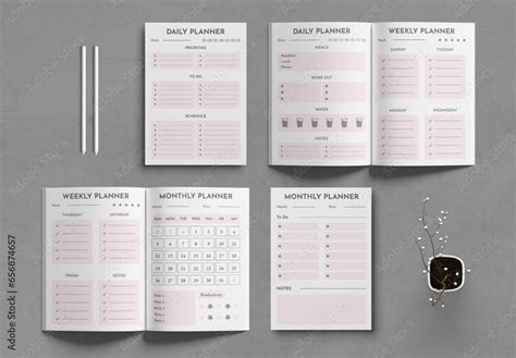 Daily And Monthly Planner Layout Design Template Stock Template Adobe
