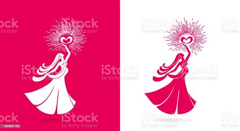 상징 여자 모성과 행복한 임신 소녀의 표시입니다 사랑과 부드러움의 상징으로 불타는 마음을 손에 들고 있는 아름다운 임산부 벡터