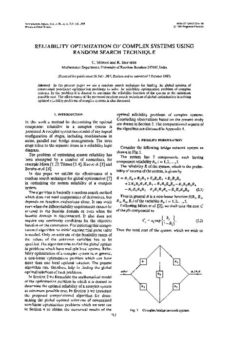 Pdf Reliability Optimization Of Complex Systems Using Random Search Technique