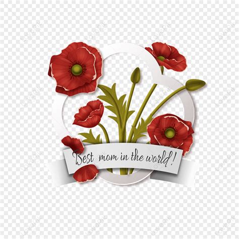 어머니의 날 붉은 꽃 일러스트 테두리 바탕 아름다움 Png 일러스트 무료 다운로드 Lovepik