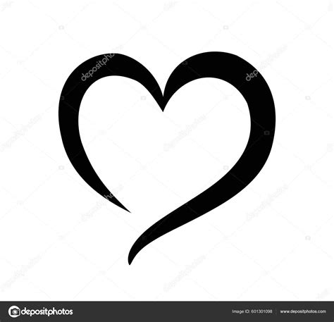 Black Heart Shape Stencil Outline Silhouette Drawing Sign Love Symbol