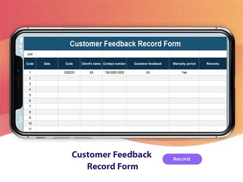 Excel Of Customer Feedback Record Form Xlsx Wps Free Templates
