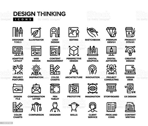 Design Thinking Line Icon Set Stock Illustration Download Image Now