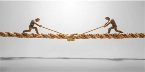 Two Men Are Pulling On A Rope One Of Them Is Pulling Harder Than The