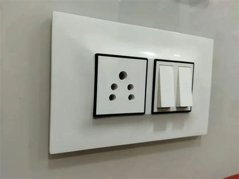 Wooden White Switch Plate With Silver Line 4 Module B 074b Wooda