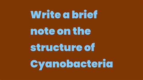 Write A Brief Note On The Structure Of Cyanobacteria Write A Topic