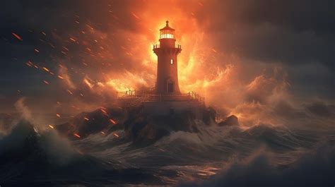 Premium Ai Image Lighthouse Of Guidance Digital Art Illustration Generative Ai
