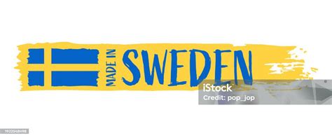 스웨덴에서 만든 그런 지 스타일 벡터 일러스트 레이 션 스웨덴의 국기와 흰색 배경에 고립 된 브러시 스트로크의 텍스트 관목에 대한 스톡 벡터 아트 및 기타 이미지 Istock