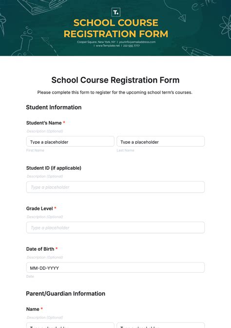 Free School Course Registration Form Template To Edit Online