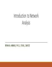 Lecture Introduction To Network Analysis Pdf Introduction To Network Analysis IRFAN AL