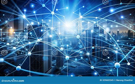 A Visual Representation Of Information Flow In A Dynamic Business Ecosystem Ai Generated Stock