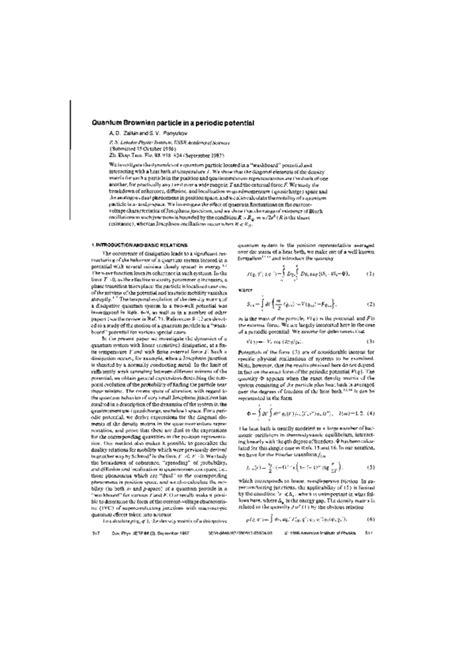Pdf Dynamics Of Quantum Particles In Washboard Potentials