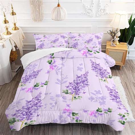 Fuyeun Floral Bedding Set King Purple Lilac Flower