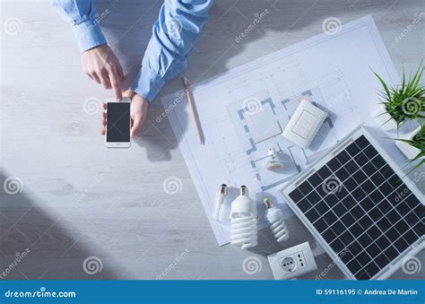Energy Saving And Mobile Apps Stock Image Image Of Holding Phone 59116195