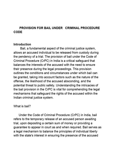Provisions Of Bail Under Crpc Pdf Bail Criminal Procedure In South Africa