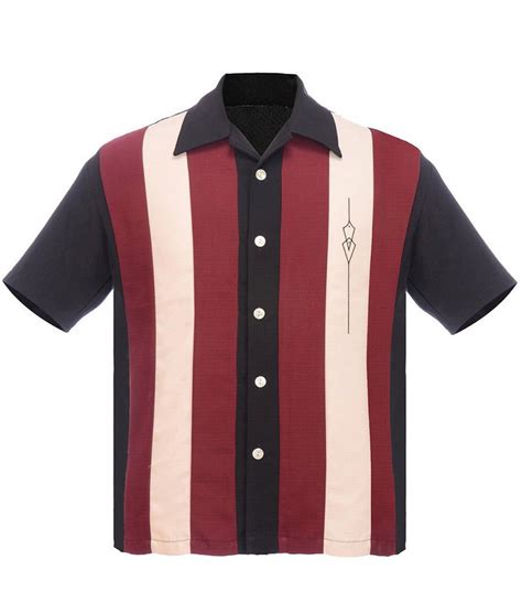 Steady Clothing Kurzarmhemd The Sheen Black Stone Bug Vintage Bowling