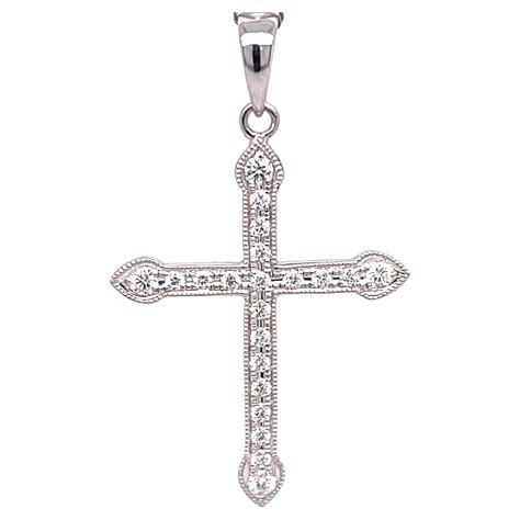 White Gold Diamond Cross Pendant 038ctw For Sale At 1stdibs