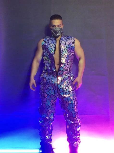 Hip Hop Dance Costume Mens Dancer Groups Singer Performance Glitter