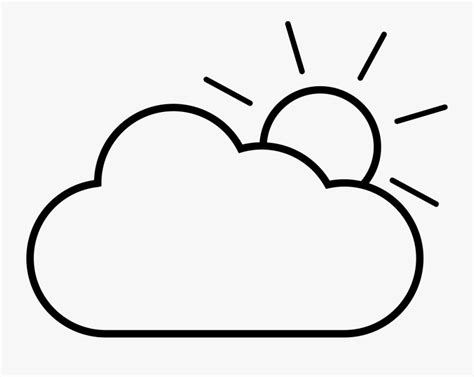 Cloudy Clipart Black And White Clouds With Sun Drawing Free