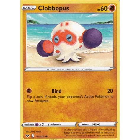 Pokemon Single Card Sword And Shield Base Set 111 202 Clobbopus