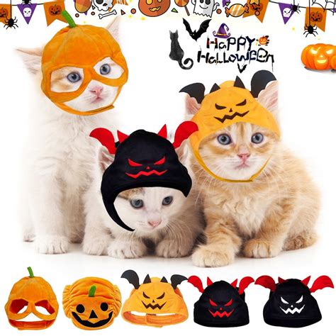 Badu Bg Забавна шапка за котка Тиквен прилеп Шапка за обличане Костюм Шапка за домашни любимци
