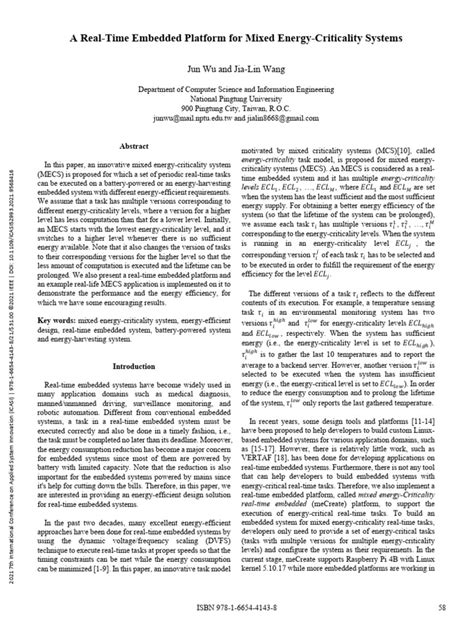 A Real Time Embedded Platform For Mixed Energy Criticality Systems Pdf Embedded System