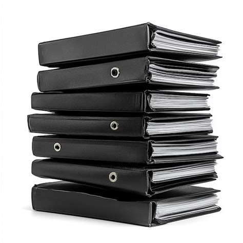 Stack Of Black File Isolated On White Background Premium Ai Generated