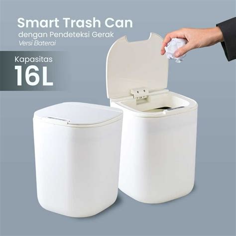 jual tempat sampah elektrik smart trash motion sensor 16l versi baterai