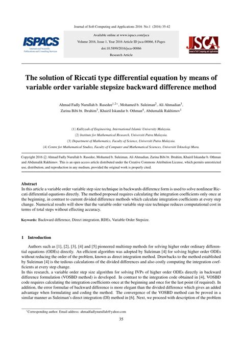 Pdf The Solution Of Riccati Type Differential Equation By Means Of