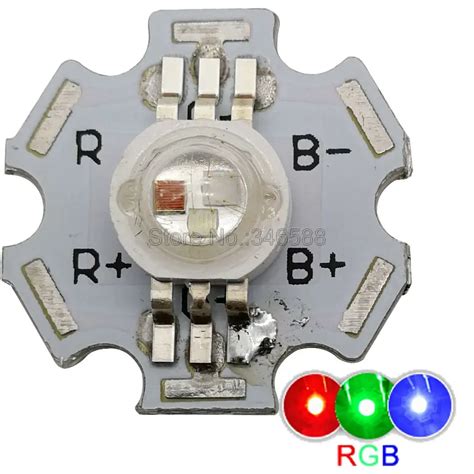 10pcs 3W RGB Color High Power 6pin LED Chip Light Epileds 45Mil Chip With 20MM PCB For RGB LED