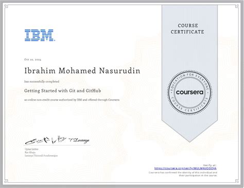 Ibrahim Mohamed Nasurudin On Linkedin Coursera Git Github